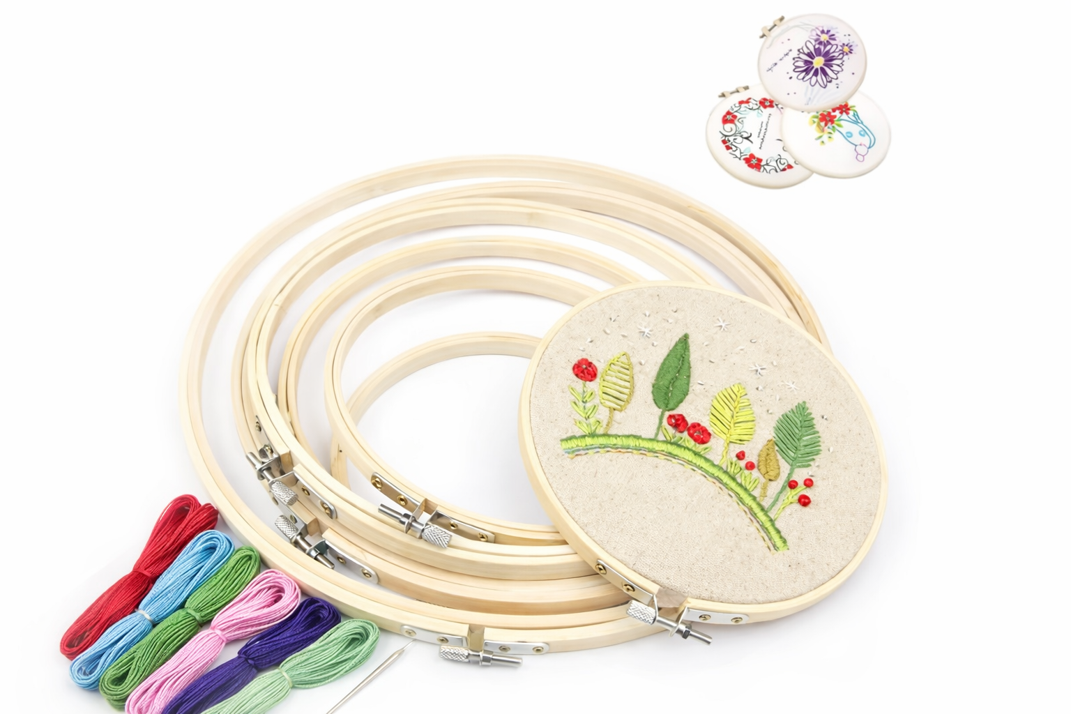 Premium Bamboo Embroidery Hoop Set – 6 Sizes for Cross-Stitch & Hand S ...